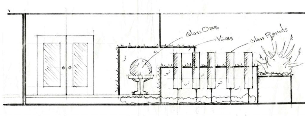 Sunset Glass Panels Sketch - Michael A. Gilkey, Inc.